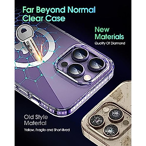 SCORPIFY iPhone 14 Pro Max Case for Magnetic Clear Design, [Non Yellowing] Phone Cover for Men Women, with Tempered Glass Screen+Camera Lens Protector, [Compatible with MagSafe] Slim Bumper, Clear