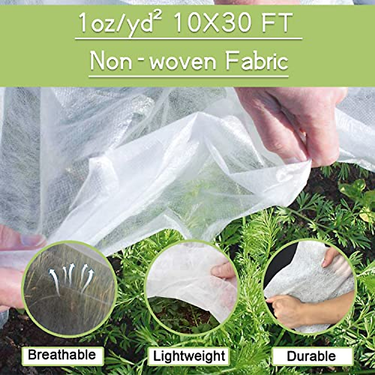 Plant Covers Freeze Protection Kit,10 x 30Ft Frost Cloth and 6Pcs Wide Garden Hoops 1oz/yd2 Floating Row Cover with Greenhouse Hoops Frost Blanket for Winter Garden Covers for Raised Beds with Tools