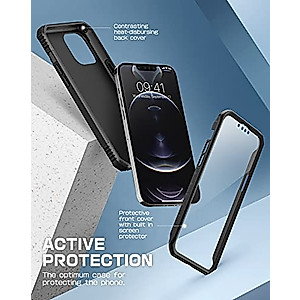 Clayco Xenon Protective Case for iPhone 13 Pro Max 6.7 inch (2021 Release), Built-in Screen Protector, Full-Body Rugged Dual Layer Hybrid Bumper Case (Black)