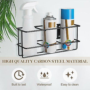 Hicarer 2 Pcs 3 Holes Spray Bottle Storage Rack Spray Bottles Holder Wall Mount Spray Bottle Organizer Heavy Duty Storage Racks Steel Bracket Storage for Spray Bottles for Garage Home Workspace