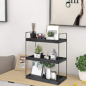 3 Tier Bathroom Counter Organizer, Wood Bathroom Organizer Countertop Storage Shelf, Bathroom Trays for Counter, Standing Rack Skincare Organizer Cosmetic Holder, Kitchen Spice Rack Bathroom Decor