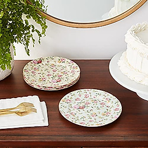 Gracie China Rose Chintz Porcelain 8-Inch Dessert Plate Set of 4, Assorted Four Designs