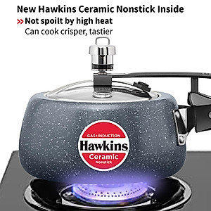 Hawkins 1.5 Litre Ceramic Nonstick Pressure Cooker, Induction Inner Lid Cooker, Granite Contura shaped Cooker, Best Cooker (ICC15)