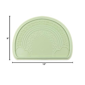 Bumkins Baby Silicone Sensory Placemat, for Babies and Toddlers, Suction Mat for Restaurants, Stick On High Chairs and Tables, Eating Finger Foods, Baby Led Weaning Essentials, Ages 6 Months Up, Sage