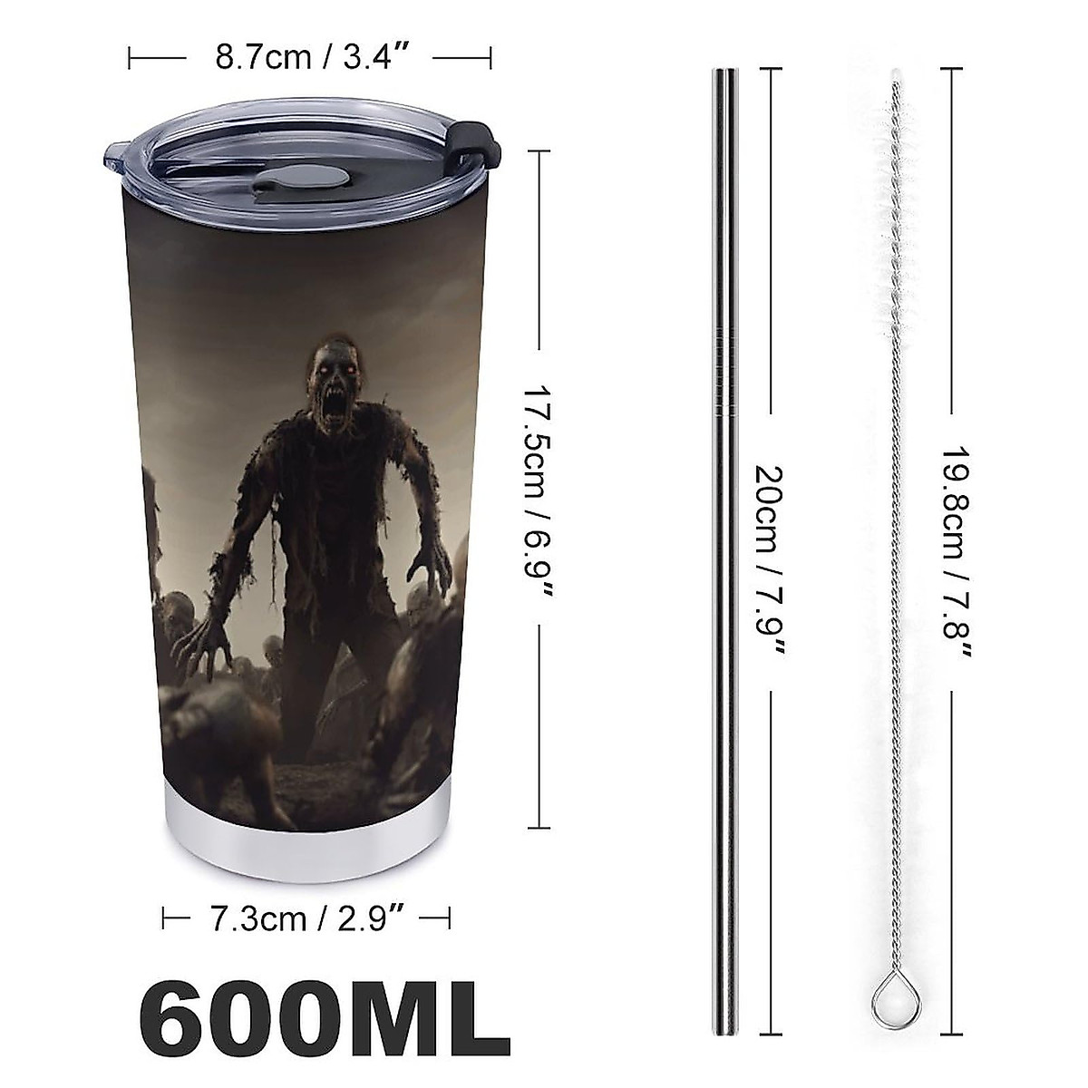 TKJMCSW Many Zombie Travel Mug 20 Oz Tumbler Travel Coffee Mug Insulated Coffee Mug Water Bottle Stainless Steel Insulated Tumblers Insulated Cup Tumbler Cup Coffee Mug with Lid