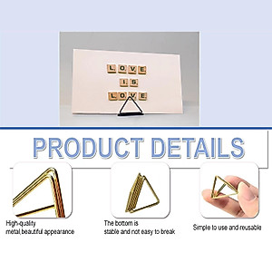 FJDCKJ 100 Pack Gold Triangle Place Card Holders for Wedding Baby Shower - Modern Table Number Stands for Parties & Events - Elegant and Practical Mini Size Name Card Holder Clips