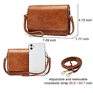 BROMEN Crossbody Bags for Women Small Size Crossbody Purse Wristlet Wallet Purse with Multi Card Slots Adjustable Strap Brown