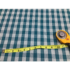 Teal Woven Palaka Hawaiian Print Fabric Sold by The Yard