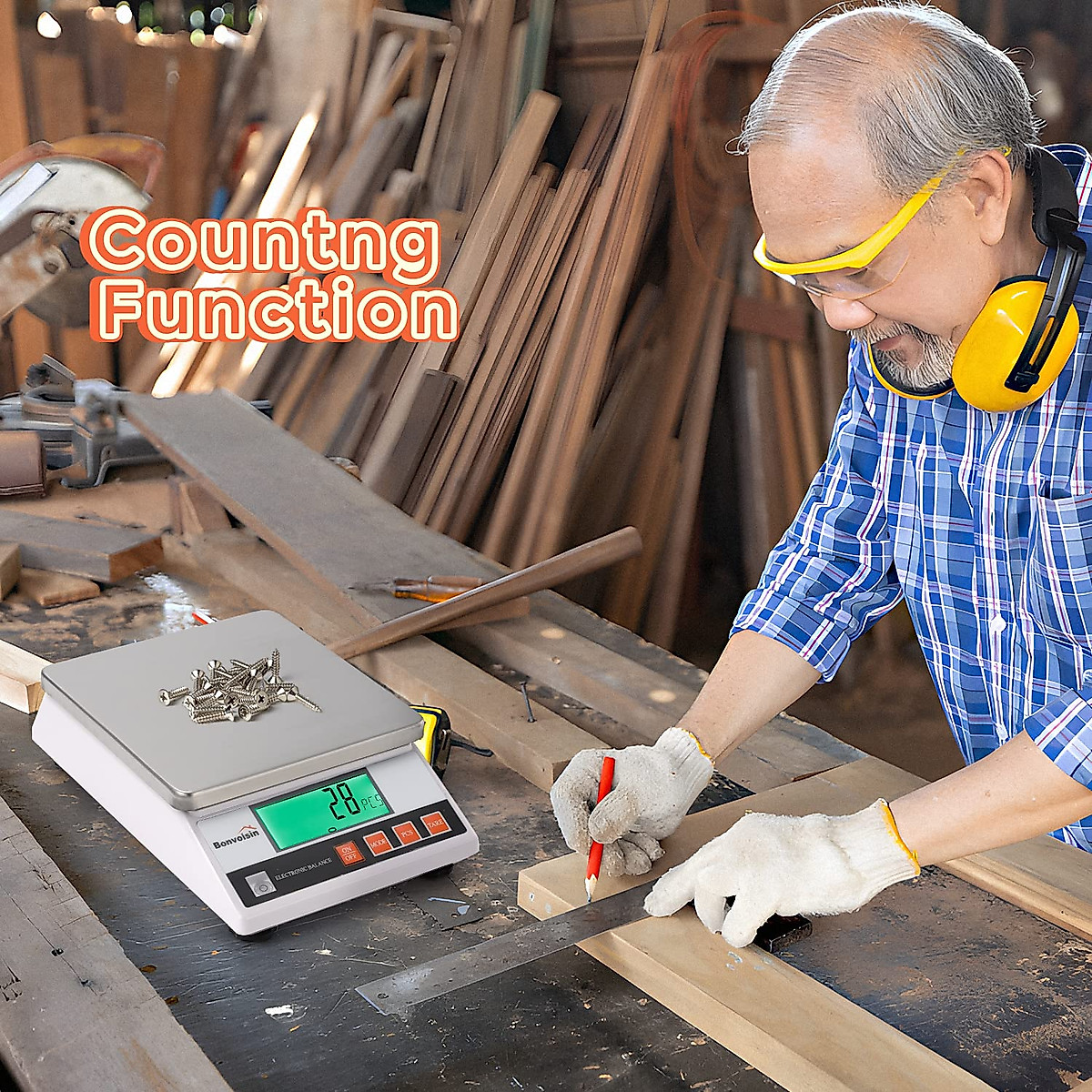 Bonvoisin Precision Scale 10kgx0.1g Digital Lab Scale Accurate Electronic Balance Portable Laboratory Analytical Balance Industrial Counting Scale Jewery Kitchen Scale CE Certified(10kg, 0.1g)