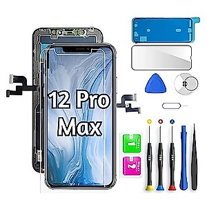 iPhone 12 Pro Max Screen Replacement 6.7 Inch, 3D Touch LCD Digitizer Screen for A2342, A2412, A2411, A2410 with Repair Tools Kit with Screen Protector/Waterproof Seal
