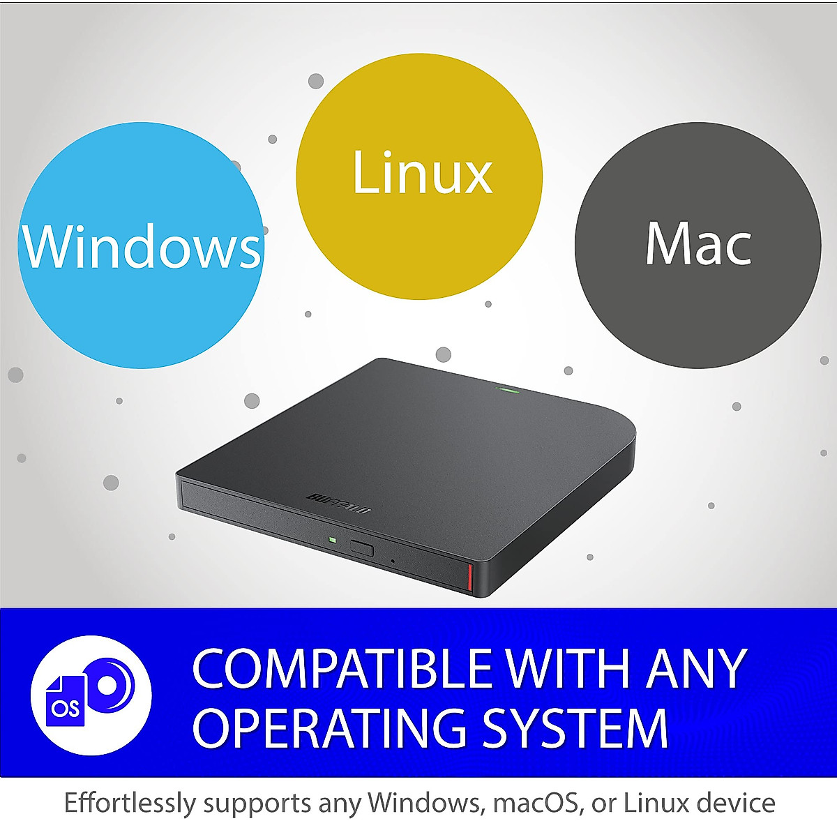 BUFFALO MediaStation 6X Portable Type-C USB 3.2 (Gen 1) Blu-ray Drive/External, Plays and Burns Blu-Rays, DVDs, and CDs. Compatible with PC/Mac Laptops and Desktops.