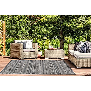 Rugshop Geometric Bohemian Indoor Outdoor Rug – Bohemian Area Rug/Outdoor Rug Deck Rugs, Non-Shedding Balcony Rugs, Boho Patio Rug, 7'10" x 10' Blue