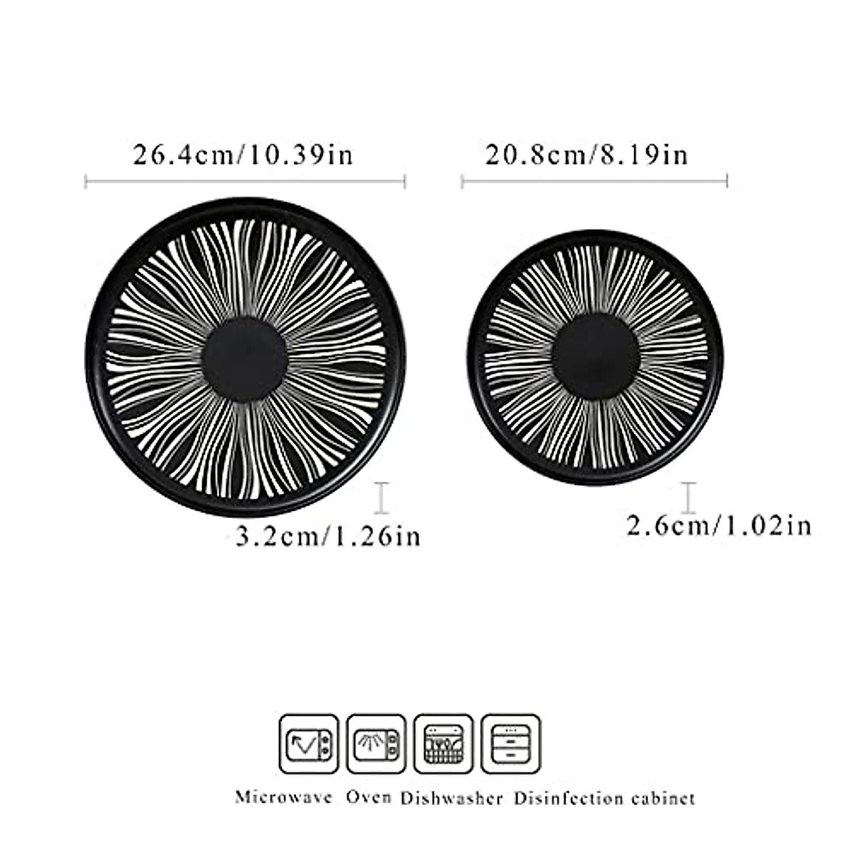 ROLTIN Dessert Dishes Plates Creative Porcelain Dinner Plates Set of 4 Black and White Multiple Stripes Patterns Ceramic Desserts Plate for Steak Salad. Microwave Dishwasher Saf