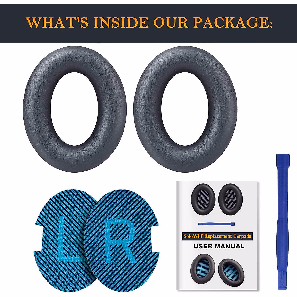 SoloWIT Protein Leather Earpads Cushions for Bose Headphones, Replacement Ear Pads for Bose QuietComfort 15 QC15 QC25 QC2 QC35/Ae2 Ae2i Ae2w/SoundTrue & SoundLink Around-Ear Series - Titanium