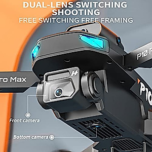 Dual HD Camera Drone, 360 Degree Intelligent Obstacle Avoidance Drone Dual Lens Aerial Photography Quadcopter Remote Control Aircraft Drone, Christmas Birthday Gifts (Black)