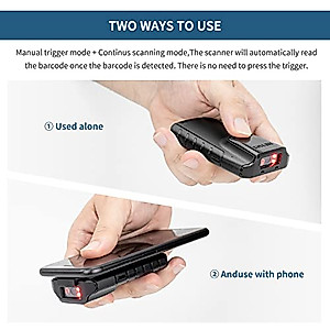 NETUM Bluetooth 2D Barcode Scanner, 3-in-1 Small Portable QR Bar Code Reader Automatic Wireless Gun Scan Back Clip Work with Tablet iOS Android Windows MacOS for Warehouse Inventory POS - E800