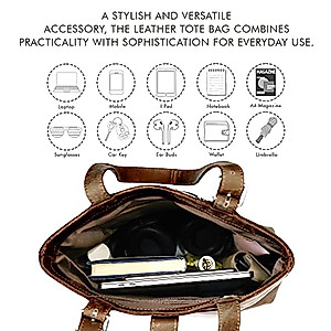 LUXEORIA Genuine Leather Tote Bag for Women Shoulder Handbag Swanky Deep Brown