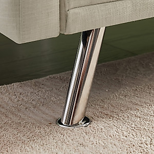 Foldable Futon Sofa Loveseat Convertible Sleeper Couch Bed for Small Space Apartment Office Living Room Furniture Sets with 2 Cup Holders, Tufted Back & Seat Orange PU Leather 67" W