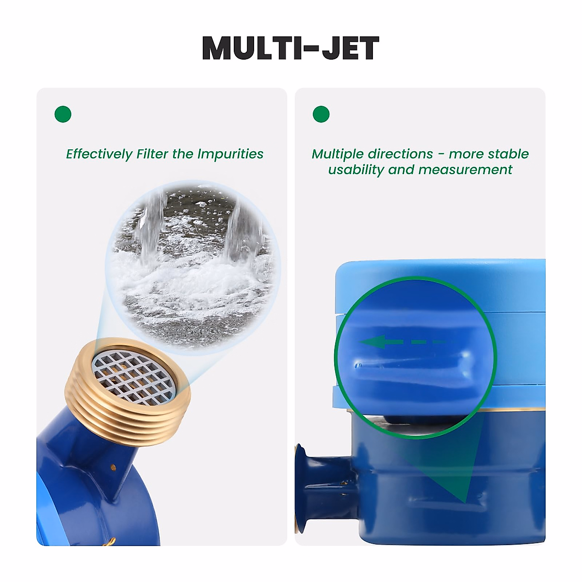 Watflow DN20 3/4" NPT Couplings Gallon Water Meter, Cold Water Meter for Garden or Home,Single-Jet.