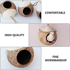 POPETPOP 1pc Coconut Bird Breeding Nest Small Pet Nest Bird House Mushroom Fish Tank Decor Parrot?House?? Small Pet Living House Coconut Shell Birds Nest Outdoor The Bird's Nest Cage Rope