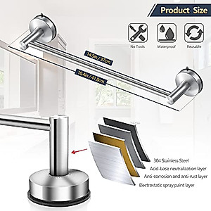 DGYB Suction Cup Towel Bar for Bathroom 17 Inch Brushed Nickel Towel Holder Stainless Steel Premium Kitchen Towel Rack Wall Mounted