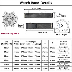 EACHE Stainless steel Mesh watch band for Men Women Quick release Adjustable Mesh Watch Straps 18mm Silver