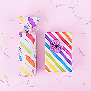 WRAPAHOLIC Birthday Wrapping Paper Roll - Rainbow Pony with Cut Lines for baby shower - 4 Rolls - 30 inch X 120 inch Per Roll
