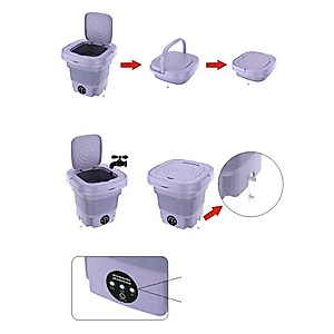 Wakatipu Foldable Washing Machine, 8L High Capacity Mini Washer, with 3 Modes Deep Cleaning,Half Automatic Small Washer for Baby Clothes Underwear or Small Items,RV Travel laundry (ABS Purple)