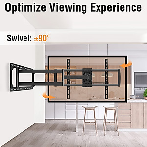 ELIVED Long Extension TV Mount for Most 37-75 Inch TV, Full Motion Wall Bracket with 29.5 inch Long Arm Articulating TV Wall Mount, Max VESA 600x400mm, Holds up to 88lbs, fits Wood Studs 12"-24".