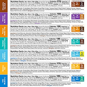 IQBAR Brain and Body Plant Protein Bars - 7 Bar Sampler Pack - Gluten Free, High Fiber, Vegan Snacks - Low Sugar Meal Replacement