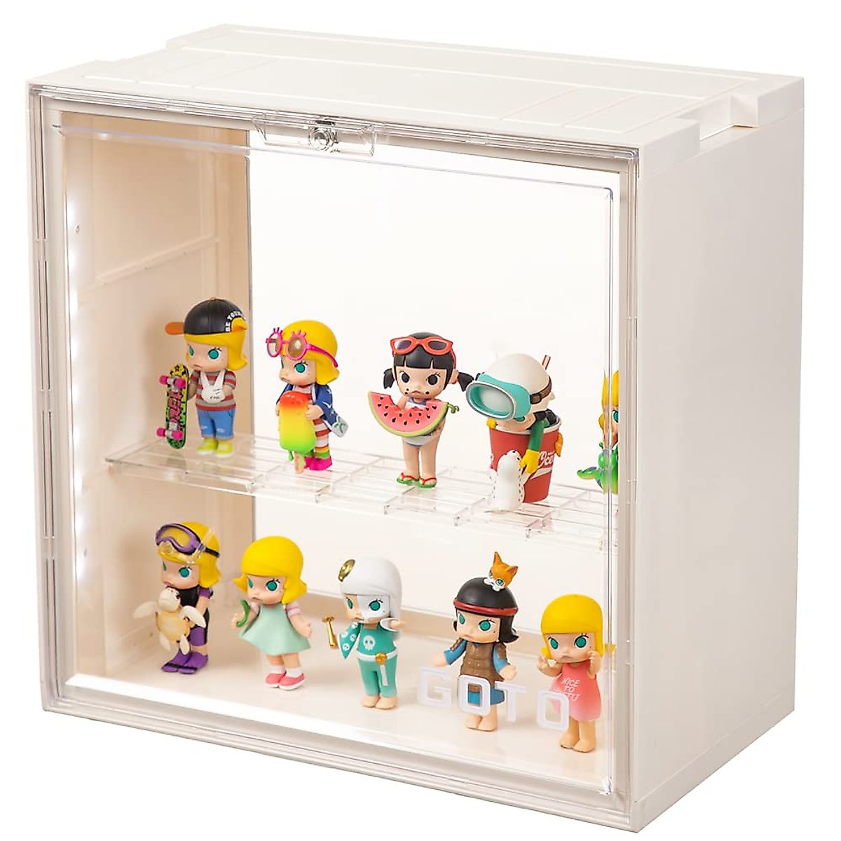 GOTO LED Lighting Display Box, Display Storage Case, Show Case for Bearbrick 400%, Action Figures, Lego, Collectibles, Pop Mart (19L LED Included Adapter and 2 Partition)
