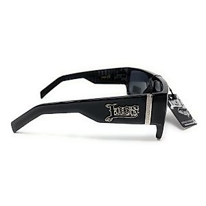 LOCS Hardcore Shades LOCS 91010 Black Sunglasses | Gangster Square FLAT TOP Cholo OG Lowrider Shades Adult