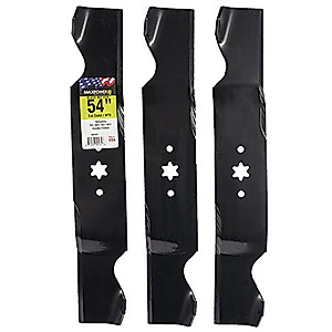 MaxPower 561541B 3 Blade Set for 54 in. Cut MTD, Cub Cadet, Troy-Bilt Mowers Replaces OEM #'s 742-0677, 742-0677A, 742-0677B, 942-0677, 942-0677A and 942-0677B, Black