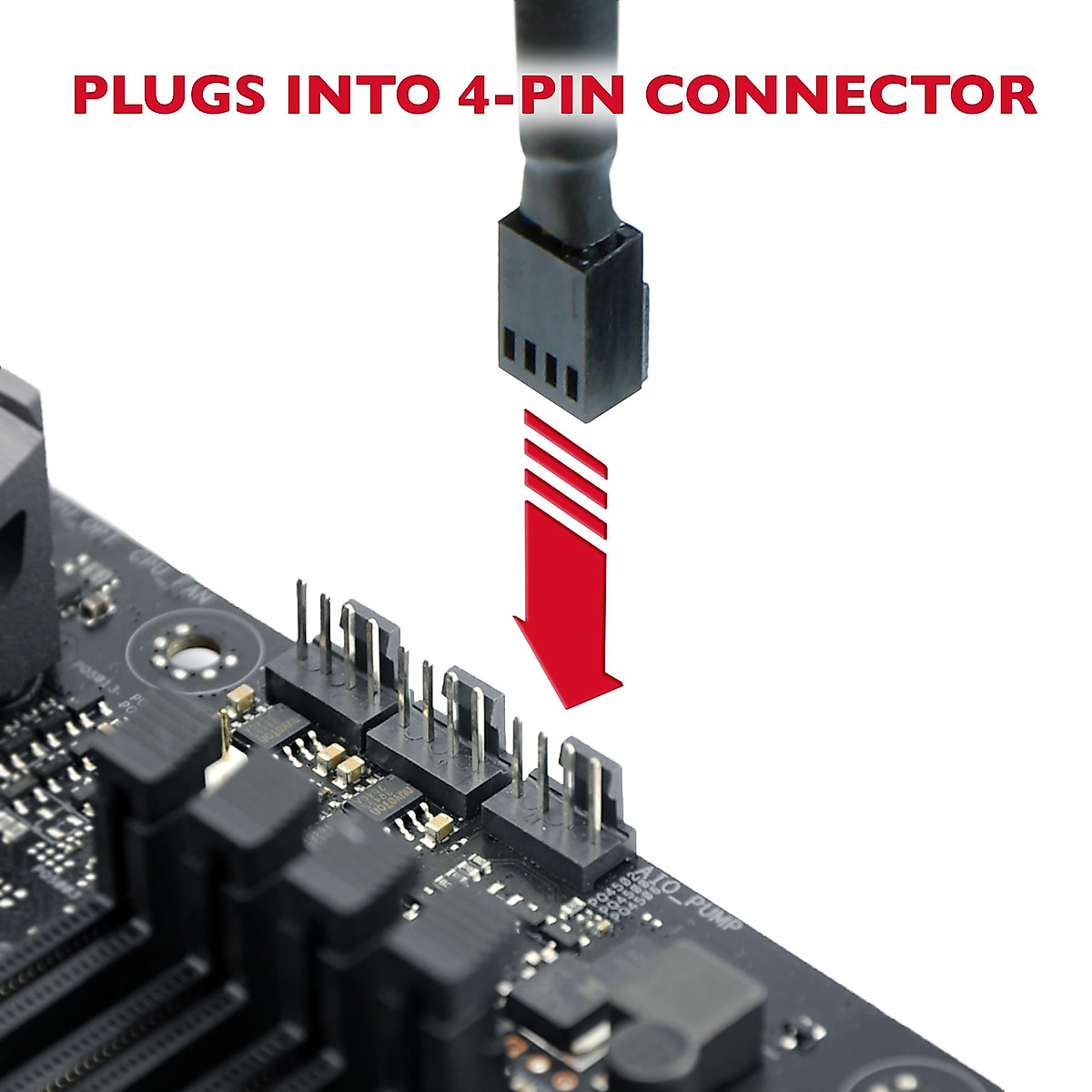 BUYMINERS.CA PWM Fan Extension Cable - 10.5 inch PC Fan Extension Cable, Durable, Black Braided Nylon Case Fan Extension Cable (4 Pack)