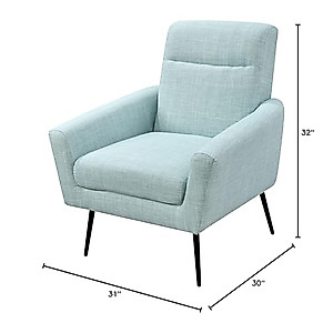 Tiokop Mid Century Modern Upholstered Fabric Accent, Living Room, Bedroom Leisure Single Sofa (Metal Legs),TV armrest seat,Suitable for Small Space Home,Office,Coffee Chair,Light Blue