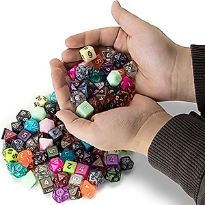 Wiz Dice DND Dice Set - 420 Pieces Total (60 Sets of 7 Dice in Unique Colors) & Storage D&D Dice Bag-Polyhedral Role Playing Dice - Perfect DND Accessories for TTRPG Dice Games - Set of 3 Bags