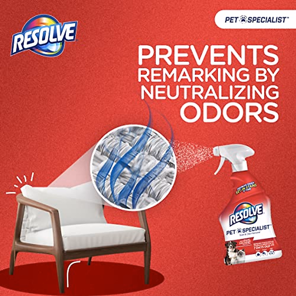 Resolve Pet Specialist Carpet Cleaner, Stain Remover and Odor eliminator trigger, Floor and Upholstery Cleaner, 32 oz (Packaging may Vary)