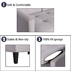 Grepatio Convertible Sectional Sofa Couch, L-Shaped Couch with Modern Linen Fabric for Small Living Room, Apartment and Small Space(Light Grey)