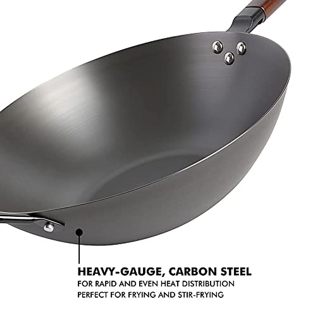 Babish Carbon Steel Flat Bottom Wok and Stir Fry Pan, 14-Inch