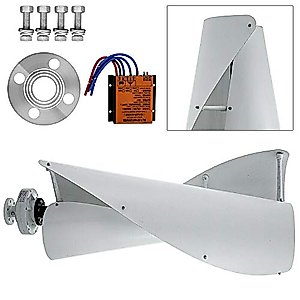 LOYALHEARTDY Wind Turbine Generator, 12V 400W Portable Vertical Helix Wind Power Turbine Generator Kit with Charge Controller - White