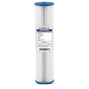 Hydronix SPC-45-2050 Pleated Water Filter Whole House Commercial Industrial Washable and Reusable 4.5" x 20" - 50 micron