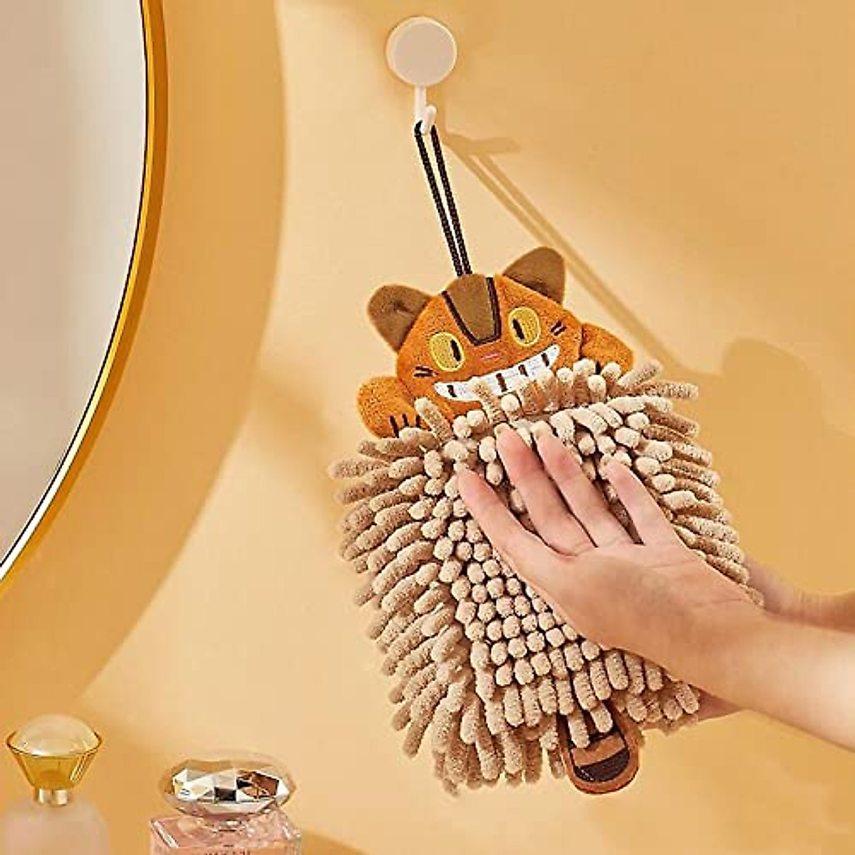 2Pcs Hand Towels for Bathroom Kitchen,Cute Cat Quick-Dry Hanging Hand Towels Decorative for Bathroom Face Towels,