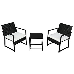 OBIOZZ Patio Furniture Set 3Pcs Patio Furniture Set Outdoor Wicker Sofas Rattan Chair Table Flat Chair Set, Ideal for Your Backyard, Balcony, Garden for Backyard Porch