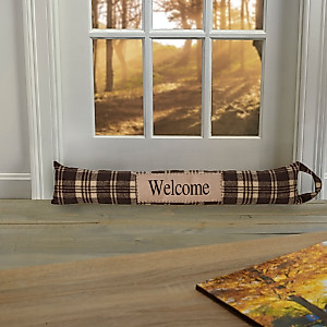 Elements 32.7x2.76x5.91 Inch Brown and Tan Plaid Welcome Fabric Draft Stopper