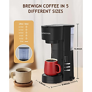MIKESIER 3IN1 Single Serve Coffee Maker for K Cup & Ground, Small Coffee Machine with Milk Frother, 6-14oz Brew Size, 28oz Water Tank, Adjustable Drip Tray