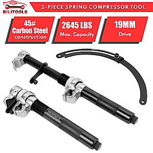 BILITOOLS 2-Piece Coil Spring Compressor Tool Heavy Duty Macpherson Strut Spring Compressor Set with Safety Jaws and Holder, Max Load.2645LB