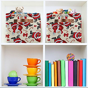 ALAZA Santa Claus Merry Christmas Candy Foldable Storage Box Storage Basket Organizer Bins with Handles for Shelf Closet Living Room Bedroom Home Office 1 Pack