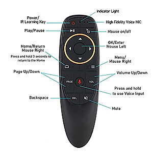 Air Mouse Remote Control, 2.4 GHz Wireless Voice Remote Control with IR Learning, Wireless Connection via USB Receiver Up to 10m for Smart TV PC Android TV Box Laptop Projector Windows Android Mac OS