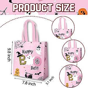 HABDJILTY 20PCS Pink Halloween Bags Little Boo Bags,Little Boo Non-woven Gift Bags with Handle Treat Bags for Halloween Party Kids Theme Birthday Baby Shower Party Favors.