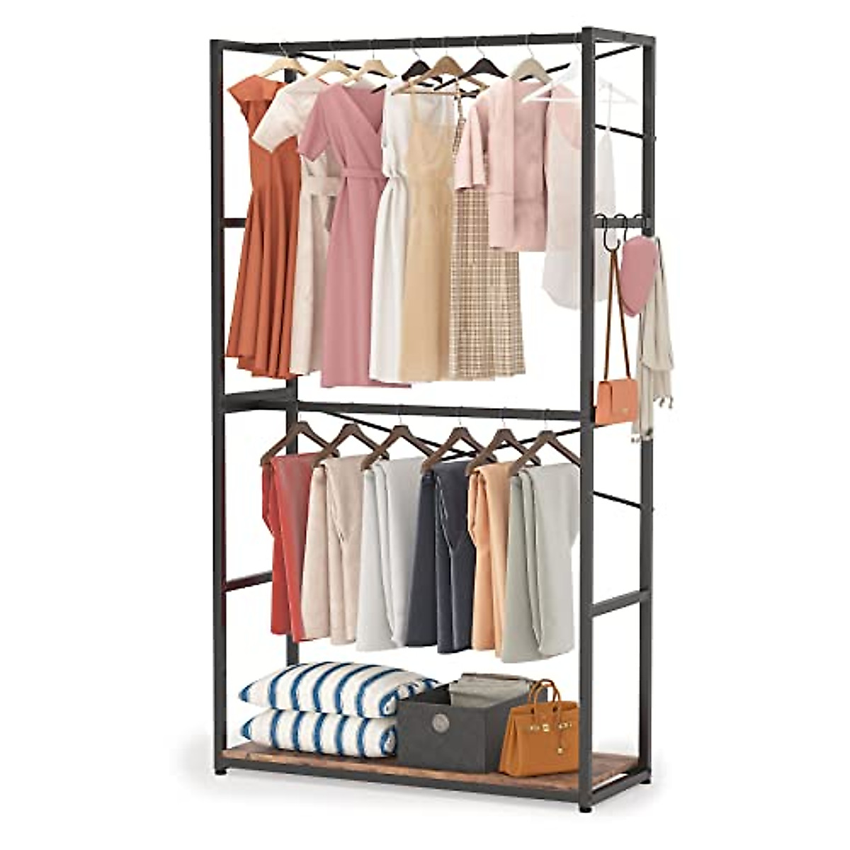 Tribesigns Freestanding Closet Organizer Storage, 78 inches Heavy Duty Garment Rack with Double Rods, Industrial Clothes Clothing Rack for Hanging Clothes, Closet, Laundry Room, Capacity 300 lbs